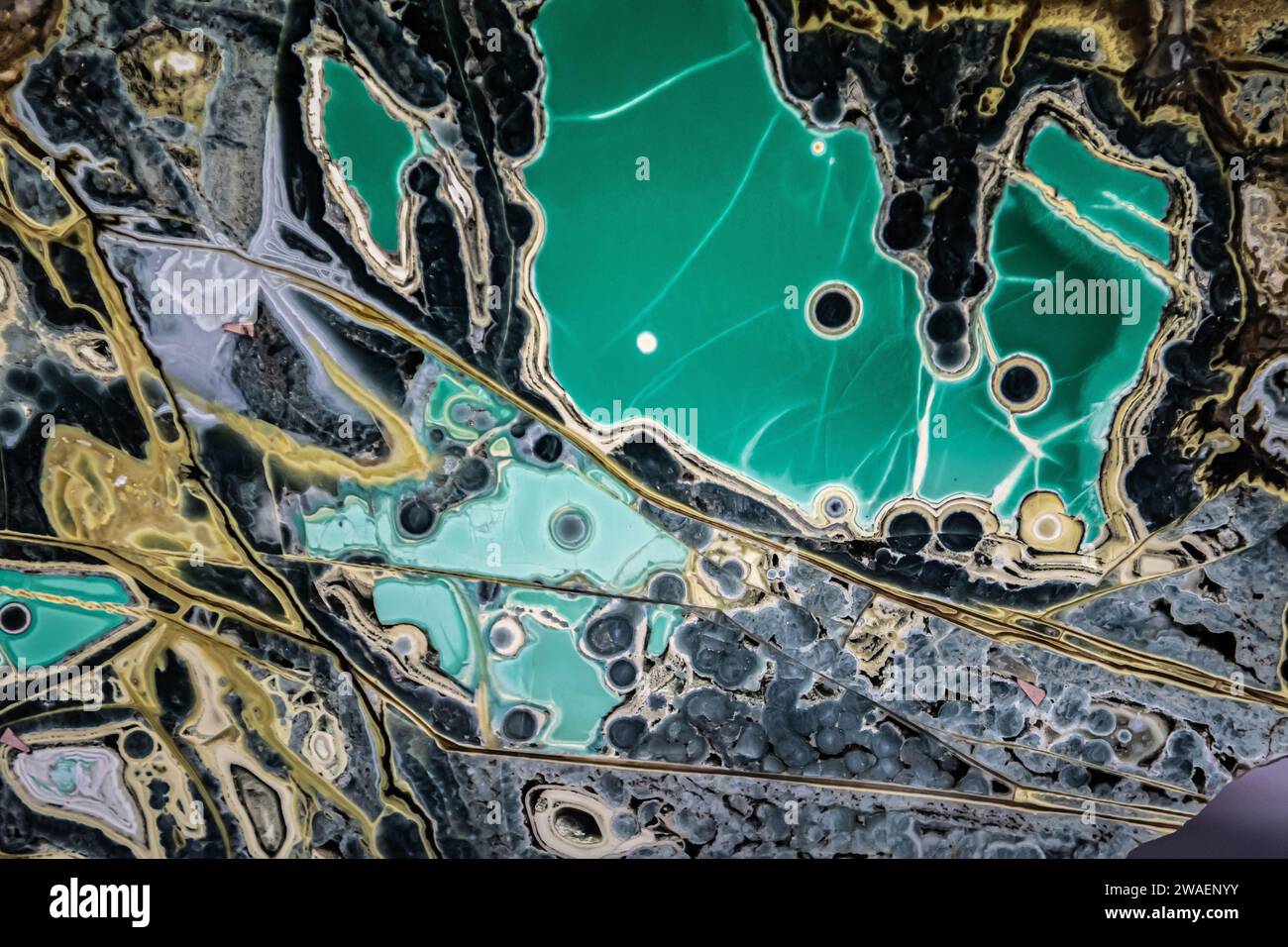 Detail Of A Cross Section Of A Wardite Gemstone Stock Photo - Alamy