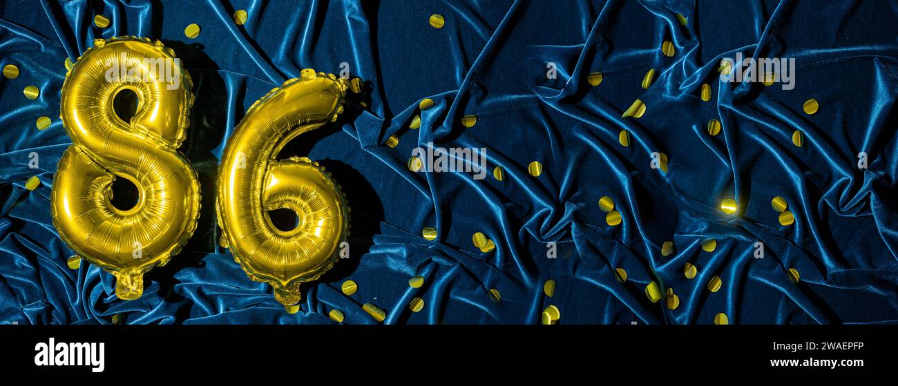 gold foil balloon number eighty six. Birthday or anniversary card with ...