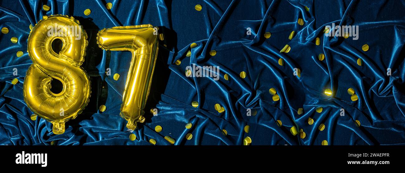 gold foil balloon number eighty seven. Birthday or anniversary card ...