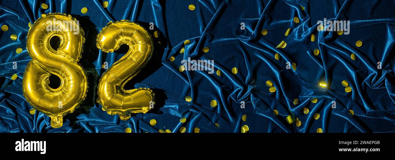 gold foil balloon number eighty two. Birthday or anniversary card with ...