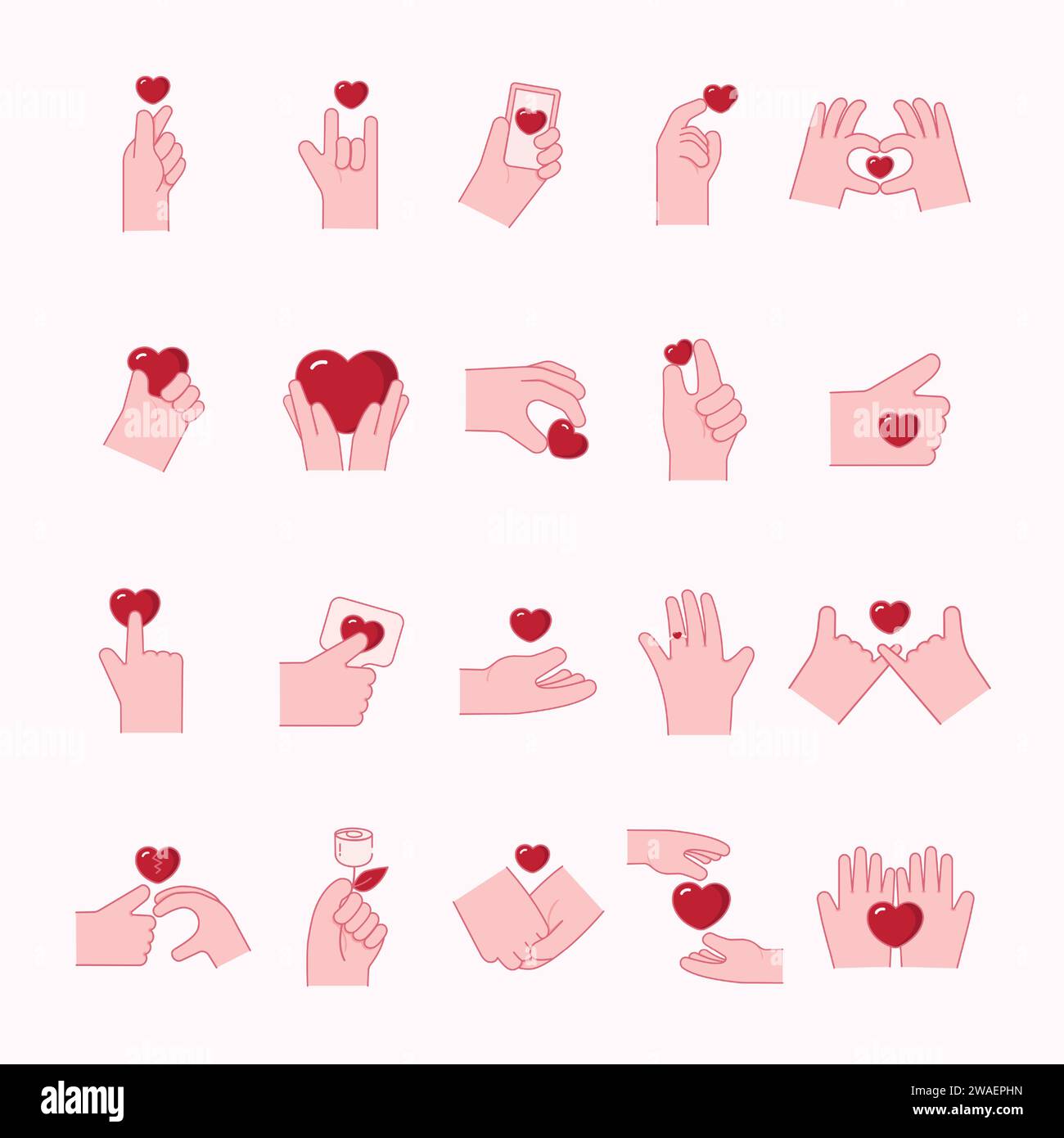 Heart in hand icons set. Hands holding heart icon. Love icon. Health ...
