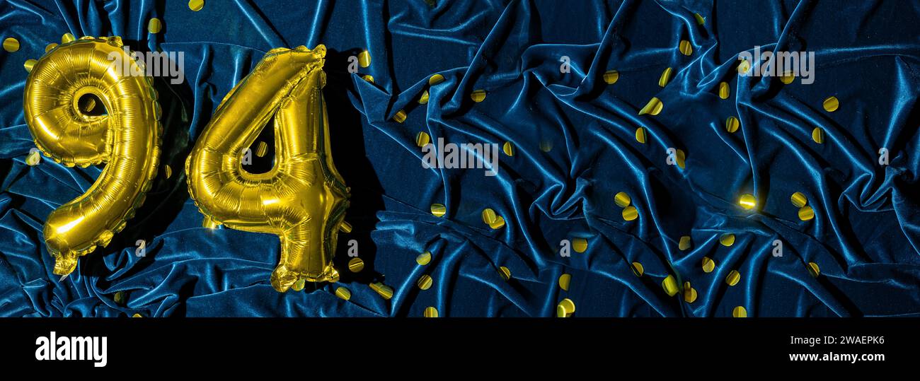 gold foil balloon number ninety four. Birthday or anniversary card with ...