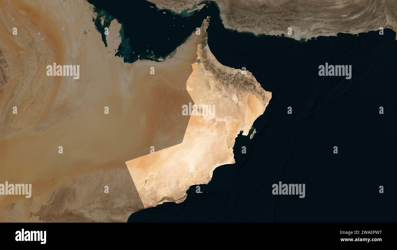 Oman highlighted on a low resolution satellite map Stock Photo - Alamy