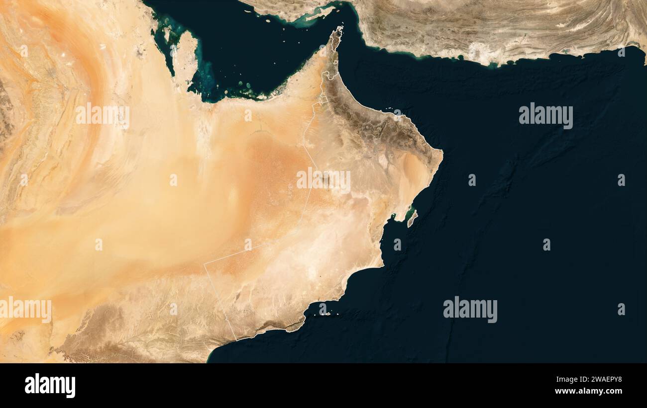 Oman outlined on a low resolution satellite map Stock Photo - Alamy