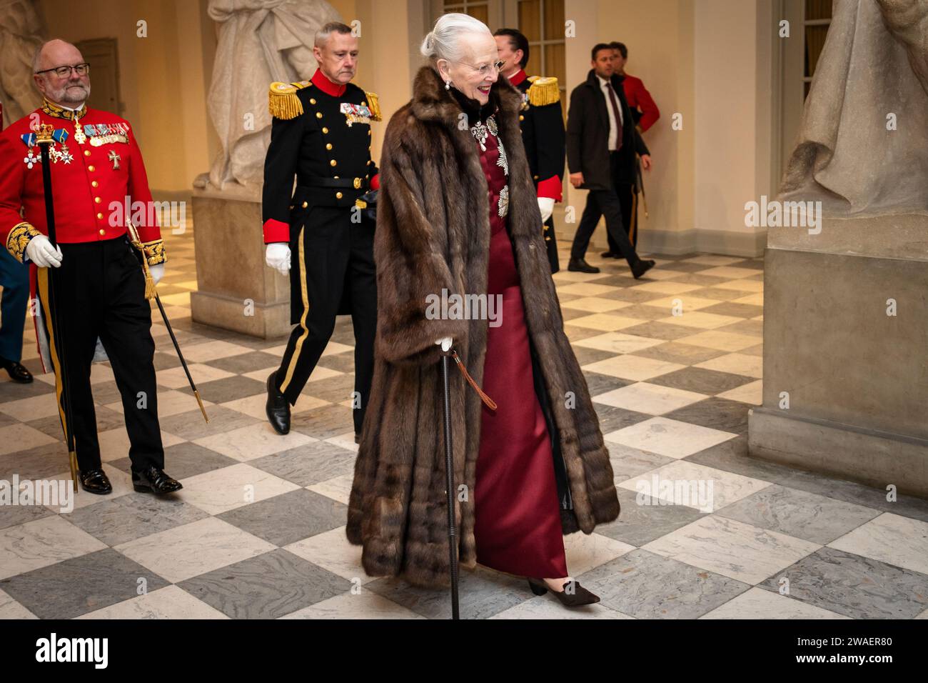Denmark's Queen Margrethe arrives to the New Year's cure for officers ...