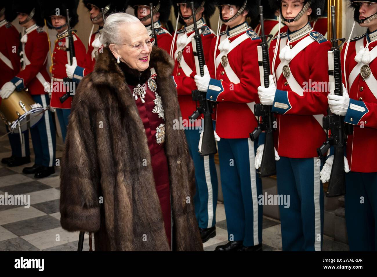 Denmark's Queen Margrethe arrives to the New Year's cure for officers ...