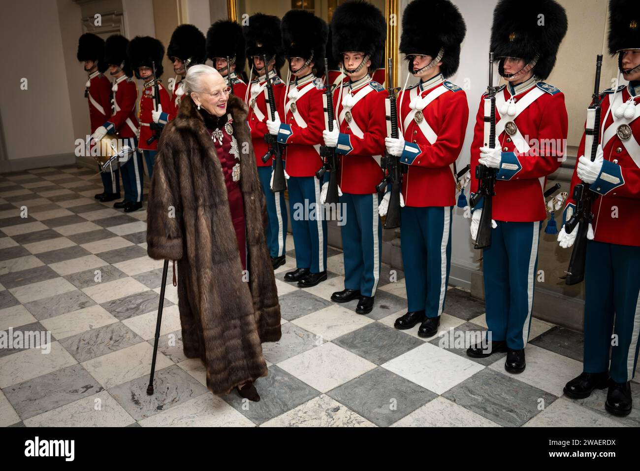 Denmark's Queen Margrethe arrives to the New Year's cure for officers ...