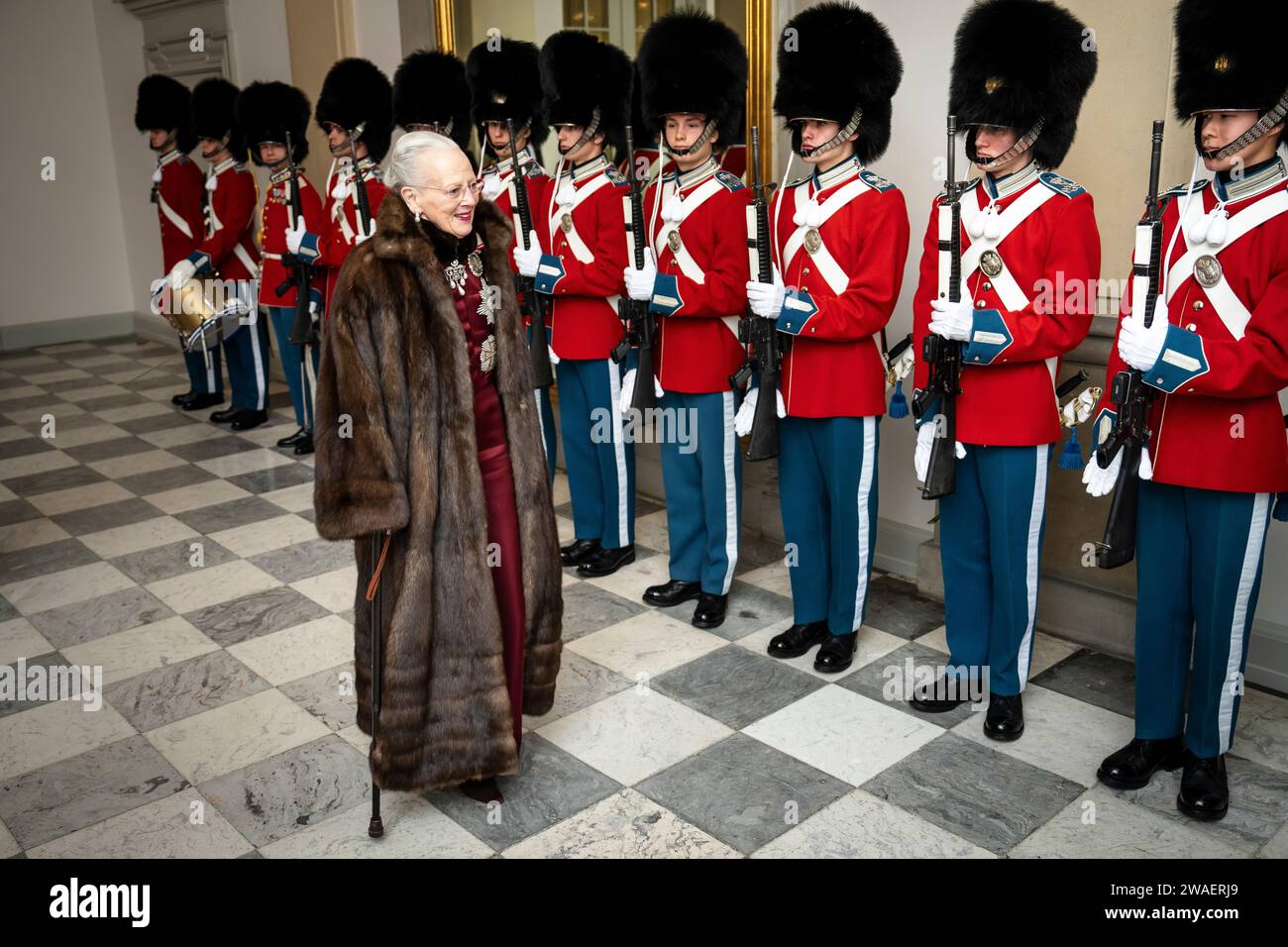 Denmark's Queen Margrethe arrives to the New Year's cure for officers ...