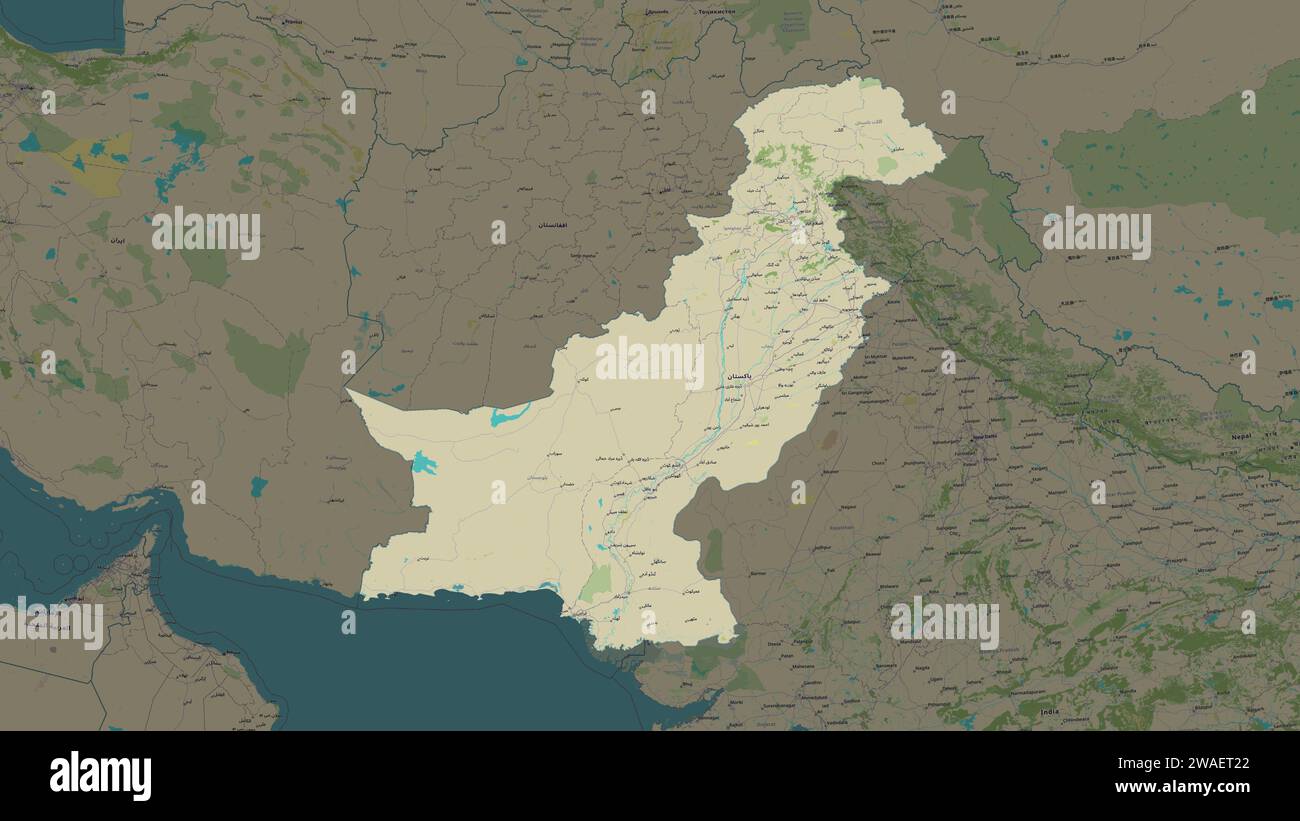 Pakistan highlighted on a topographic, OSM Humanitarian style map Stock ...