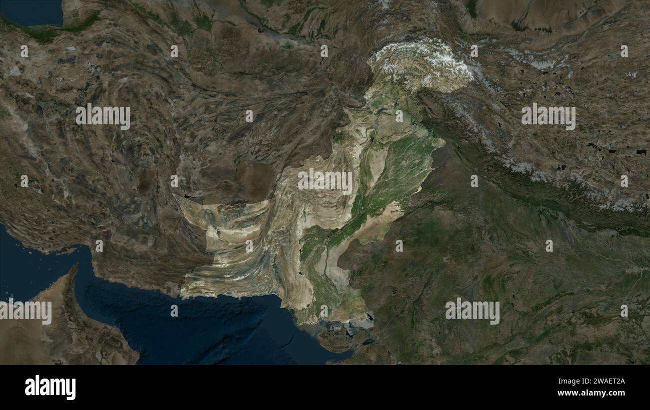 Pakistan highlighted on a high resolution satellite map Stock Photo - Alamy
