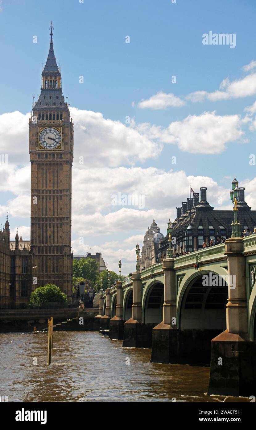 A historic clock tower stands alone in London Stock Photo - Alamy