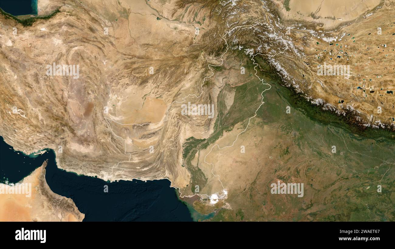Pakistan outlined on a low resolution satellite map Stock Photo - Alamy