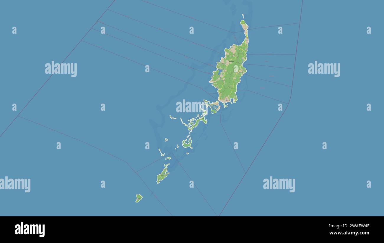 Palau outlined on a topographic, OSM standard style map Stock Photo - Alamy