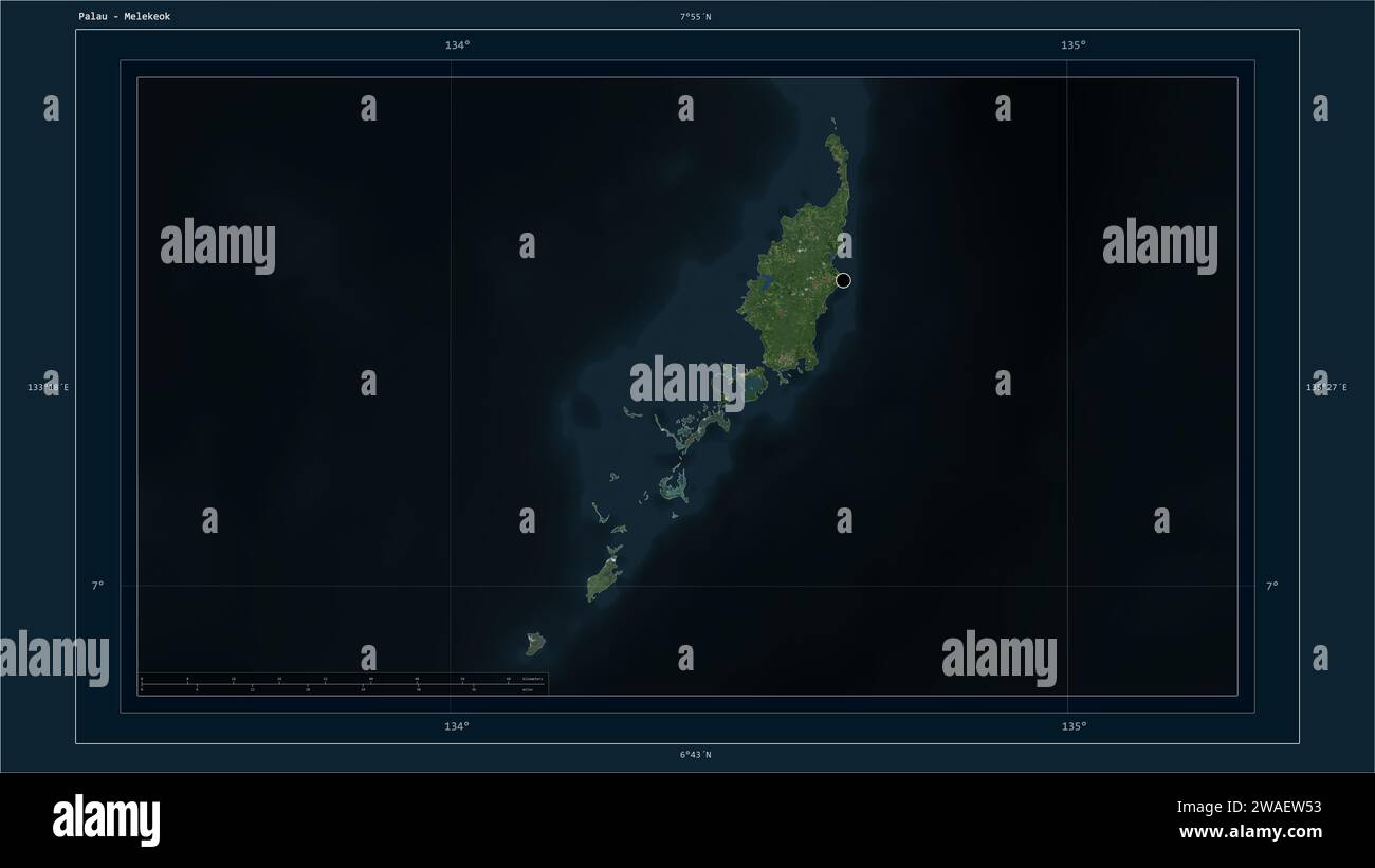 Palau highlighted on a high resolution satellite map map with the ...