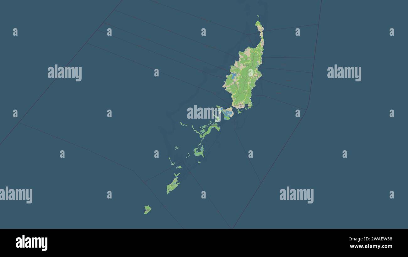 Palau highlighted on a topographic, OSM standard style map Stock Photo ...