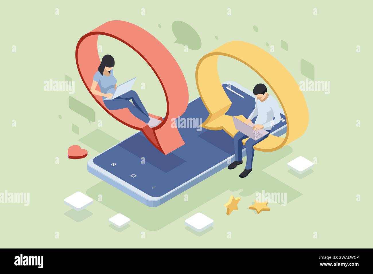 Isometric Social Media Marketing. Message and comment. Harnessing the Potential of Social Media ...