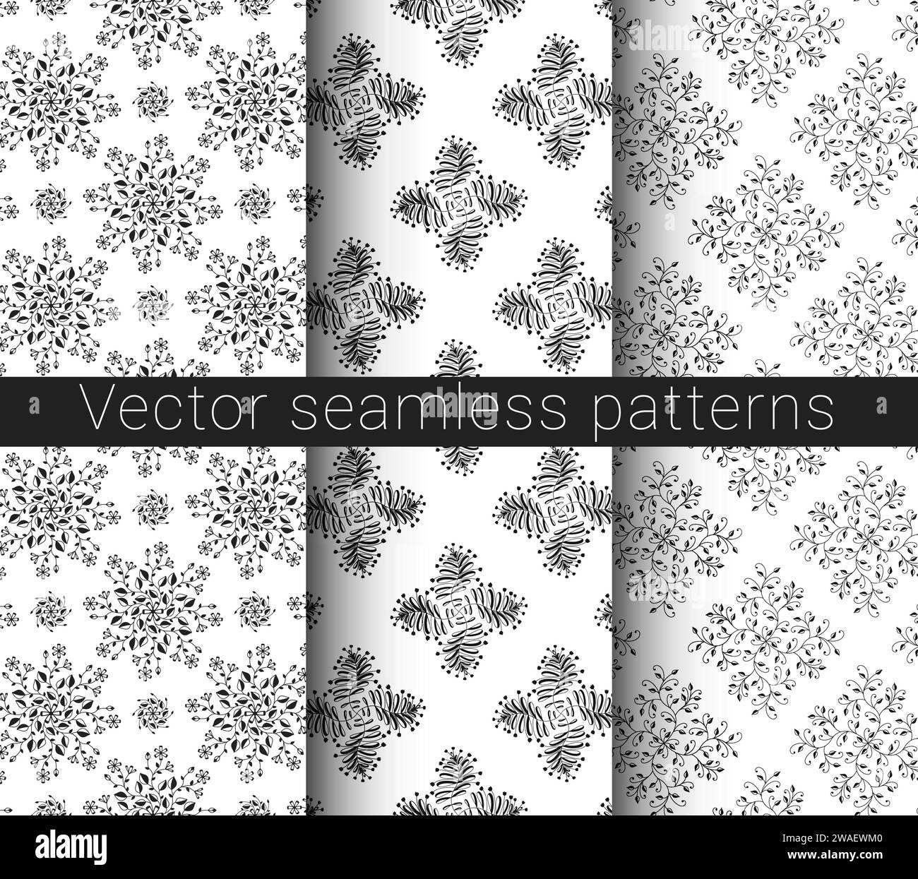 Collection of Seamless vector patterns. Abstract black and white ...