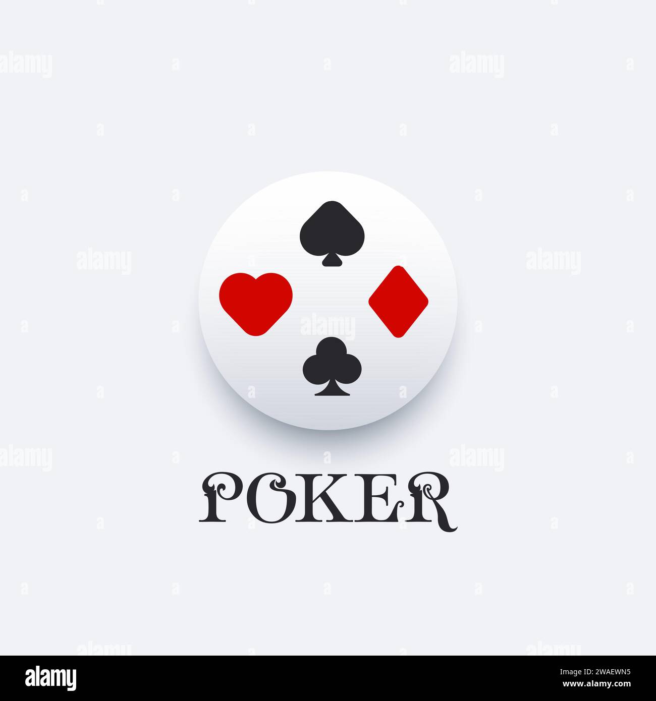 Four Poker playing symbols on round button. Spades Hearts Diamonds and ...