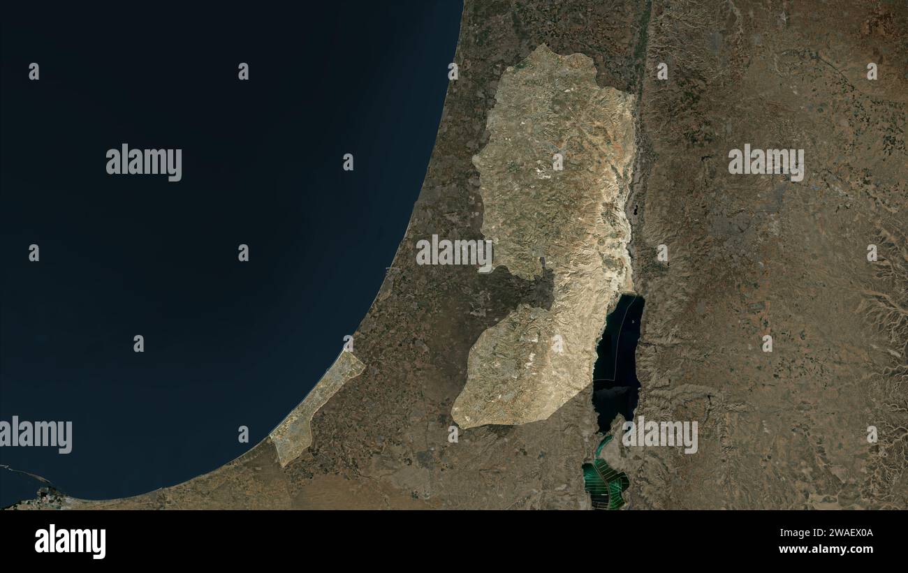Palestine highlighted on a high resolution satellite map Stock Photo ...