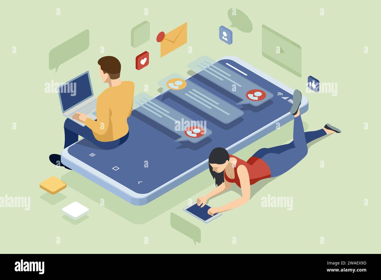 Isometric Connecting with Customers Social Network Marketing Insights ...