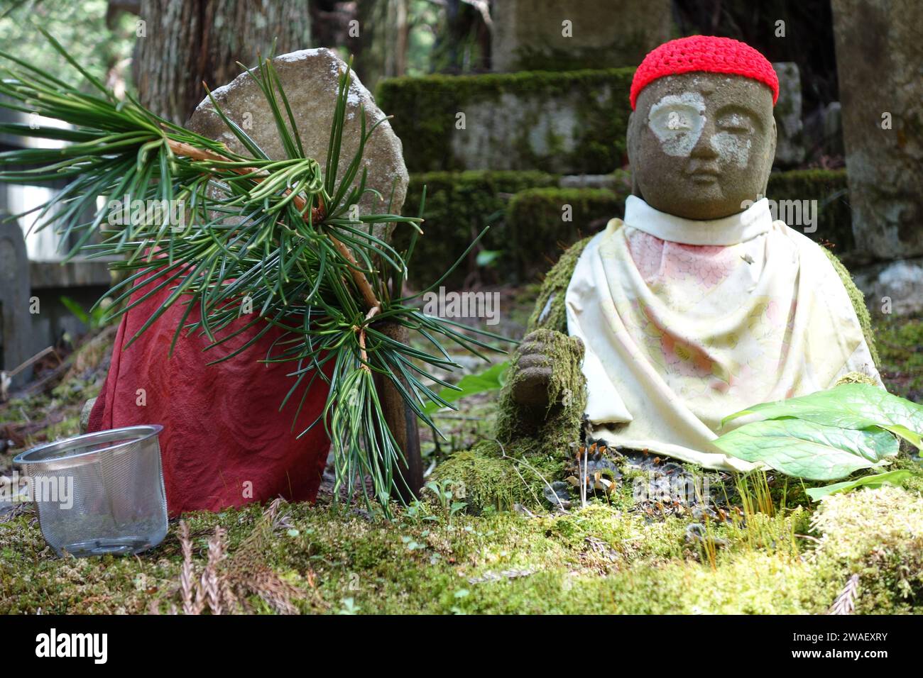 Statues in memory of unborn children on the island of Miyajima, near ...