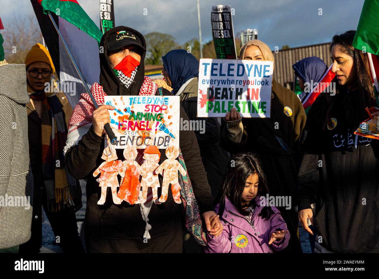 Shipley, UK, 04 Jan 2024, Teledyne stop arming Israel. One of the home ...