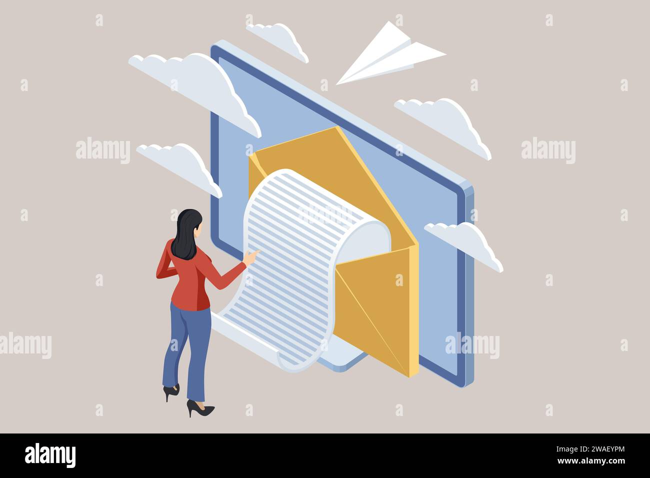 Isometric Email, Message and Communication. Mail Communication ...