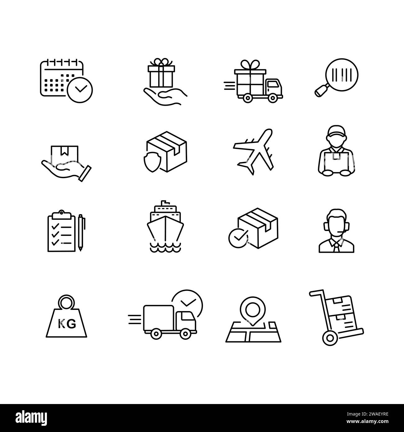 Simple Set of Moving Service Related Vector Line Icons. Contains such ...