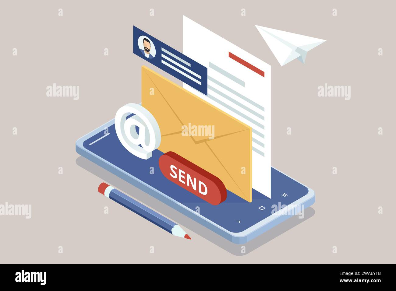 Isometric Email, Message and Communication. Mail Communication Connection Stock Vector Image ...