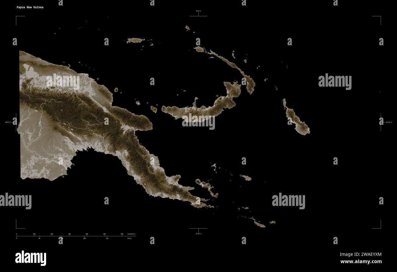 Shape of a elevation map colored in sepia tones with lakes and rivers ...