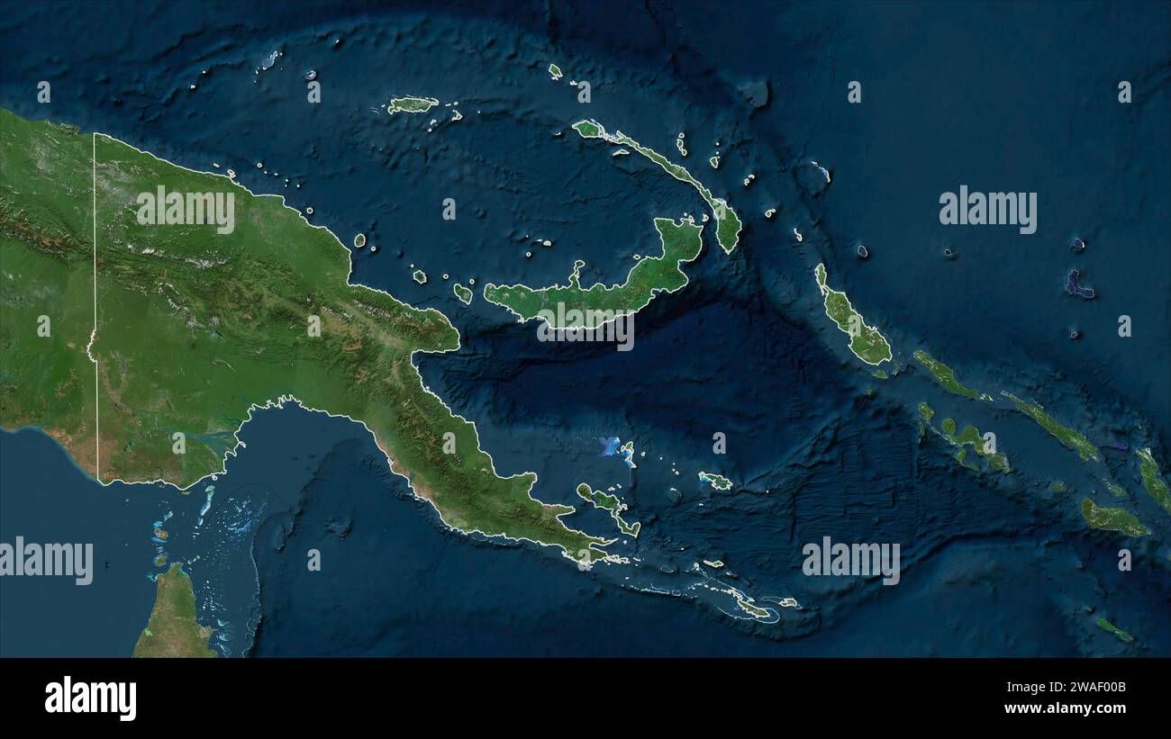 Papua New Guinea outlined on a high resolution satellite map Stock ...