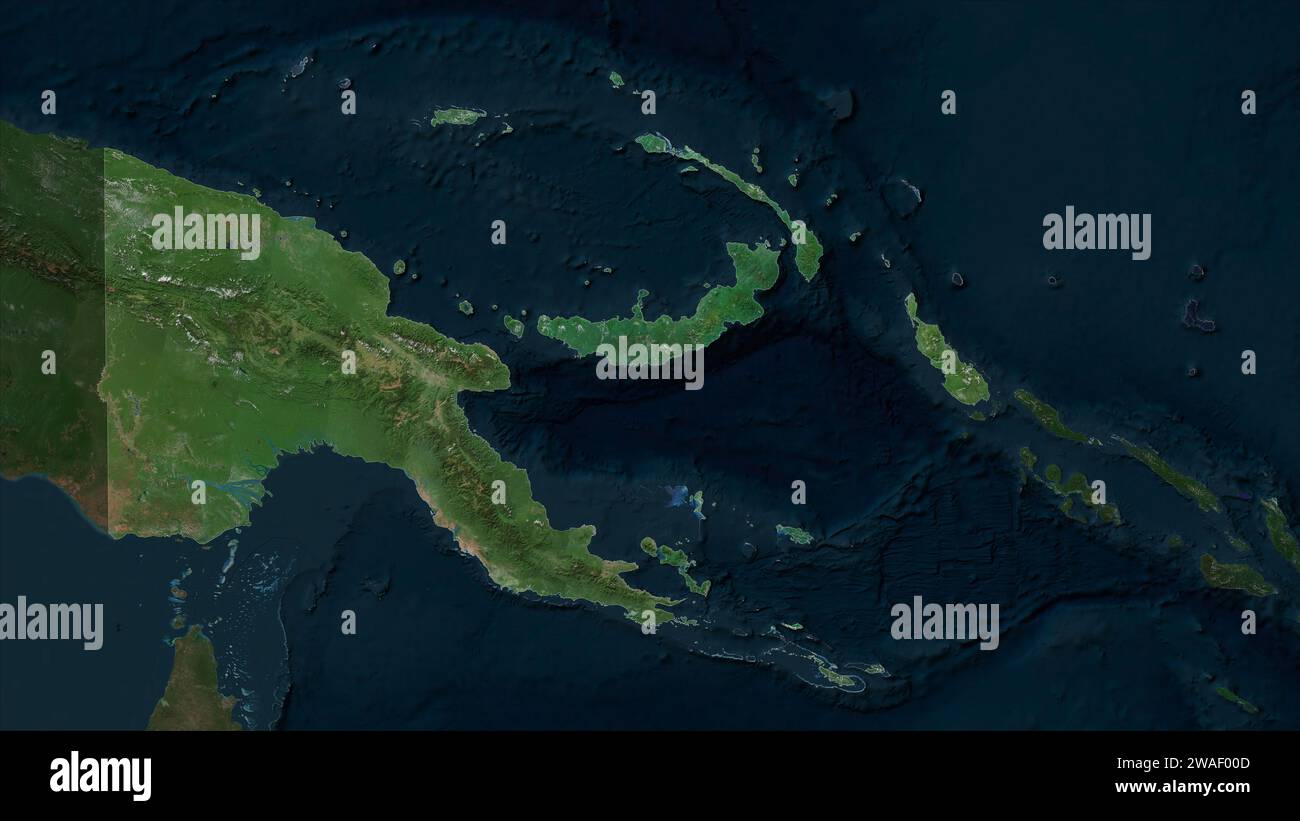 Papua New Guinea highlighted on a high resolution satellite map Stock Photo - Alamy