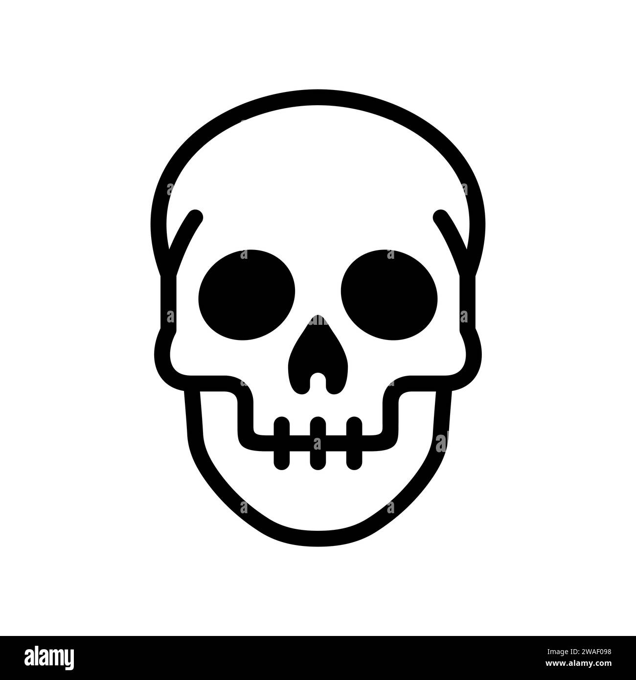 Skull line icon, Human skeleton head. Death, pirate and danger symbol ...
