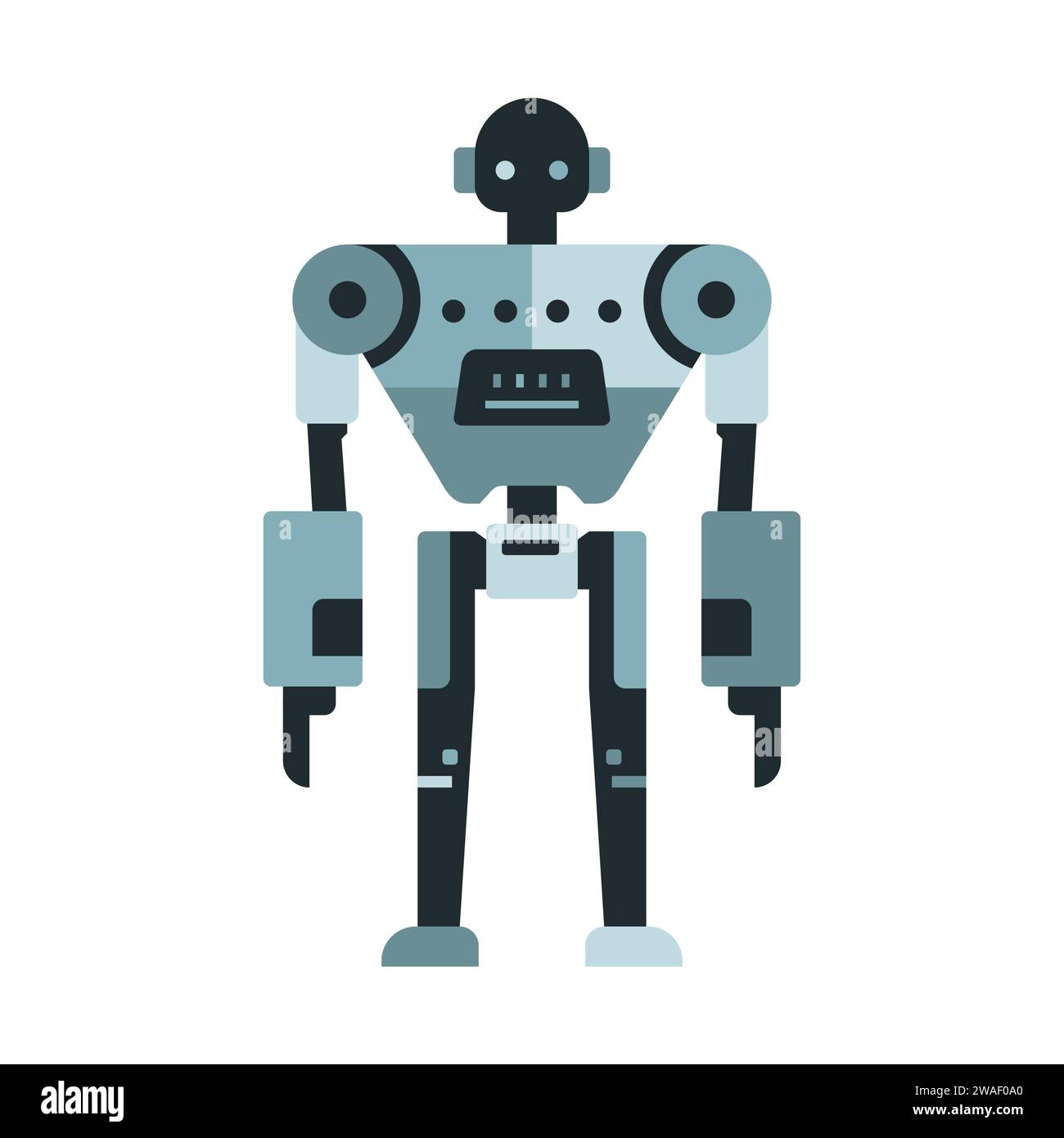 Robot machine technology metal cyborg in flat style. Futuristic ...