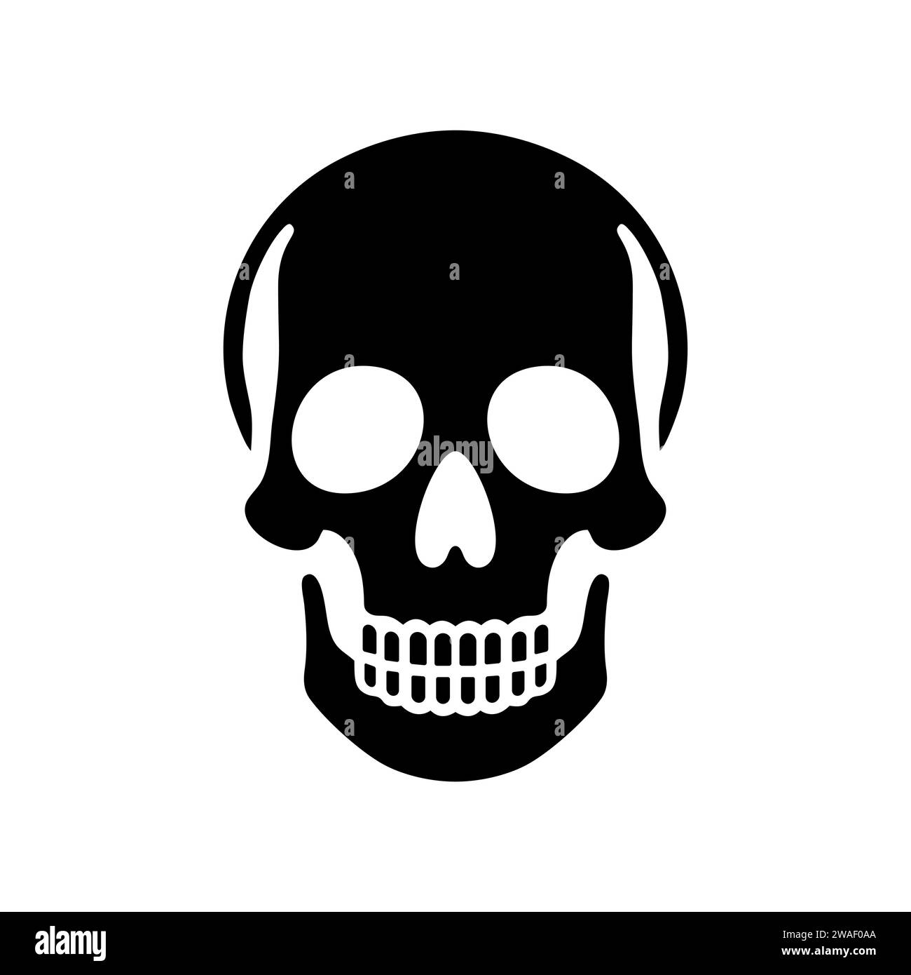 Skull icon silhouette, Human skeleton head. Death, pirate and danger ...