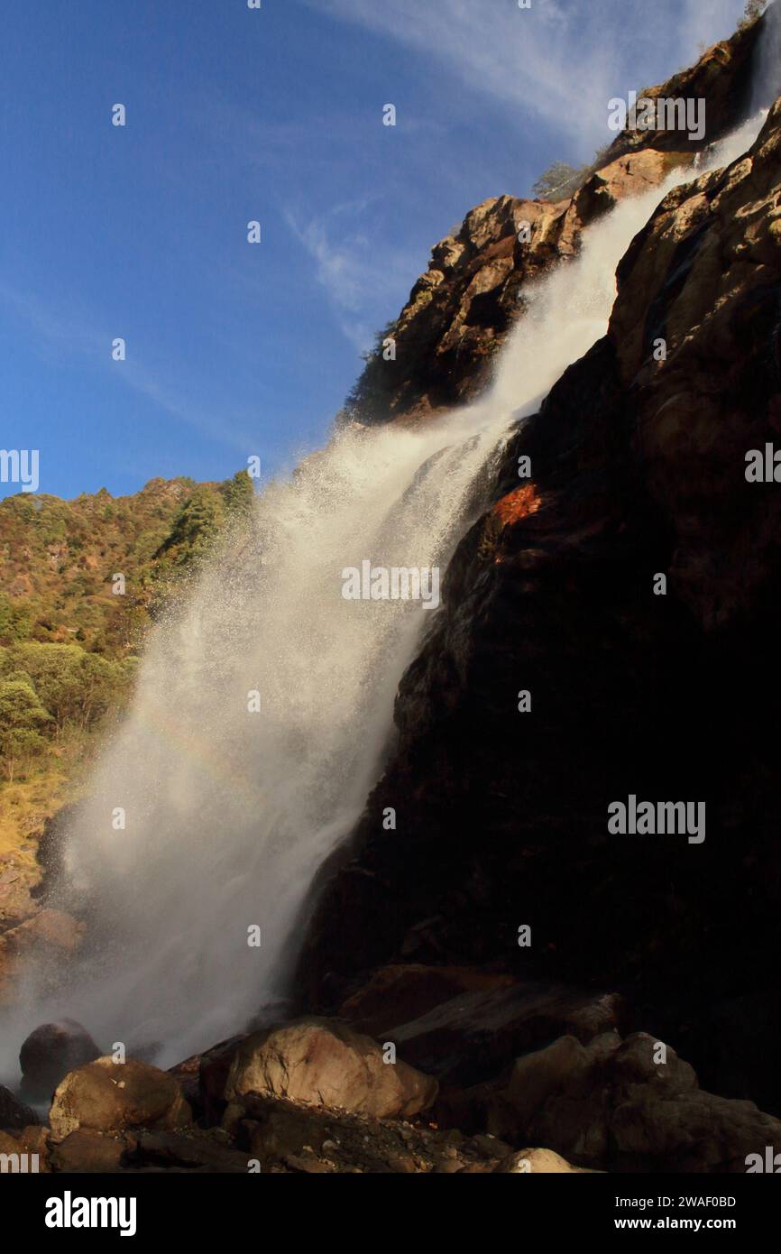 beautiful jang falls or nuranang waterfall, near tawang hill station on ...