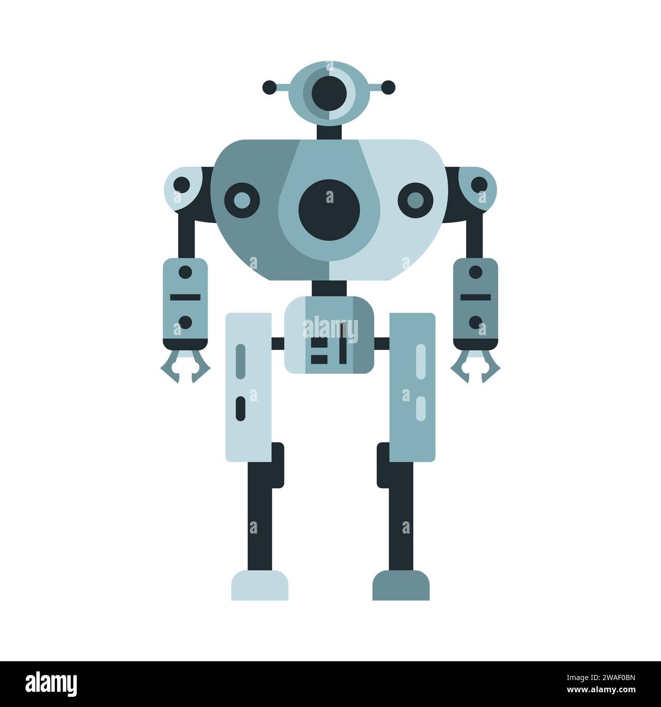 Robot machine technology metal cyborg in flat style. Futuristic ...