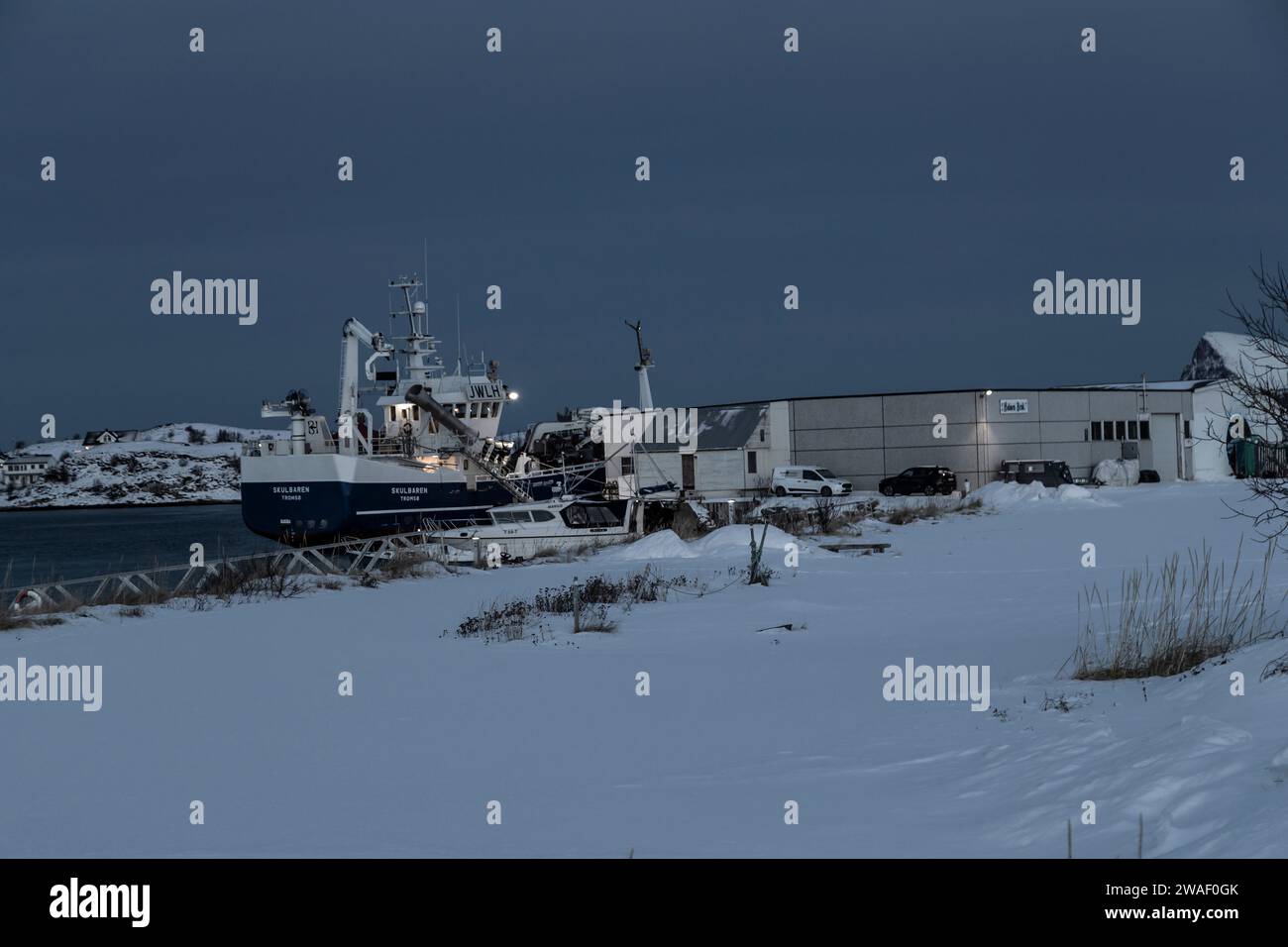 Skulbaren, Tromso moored up in Sommaroy Island, Norway Stock Photo - Alamy