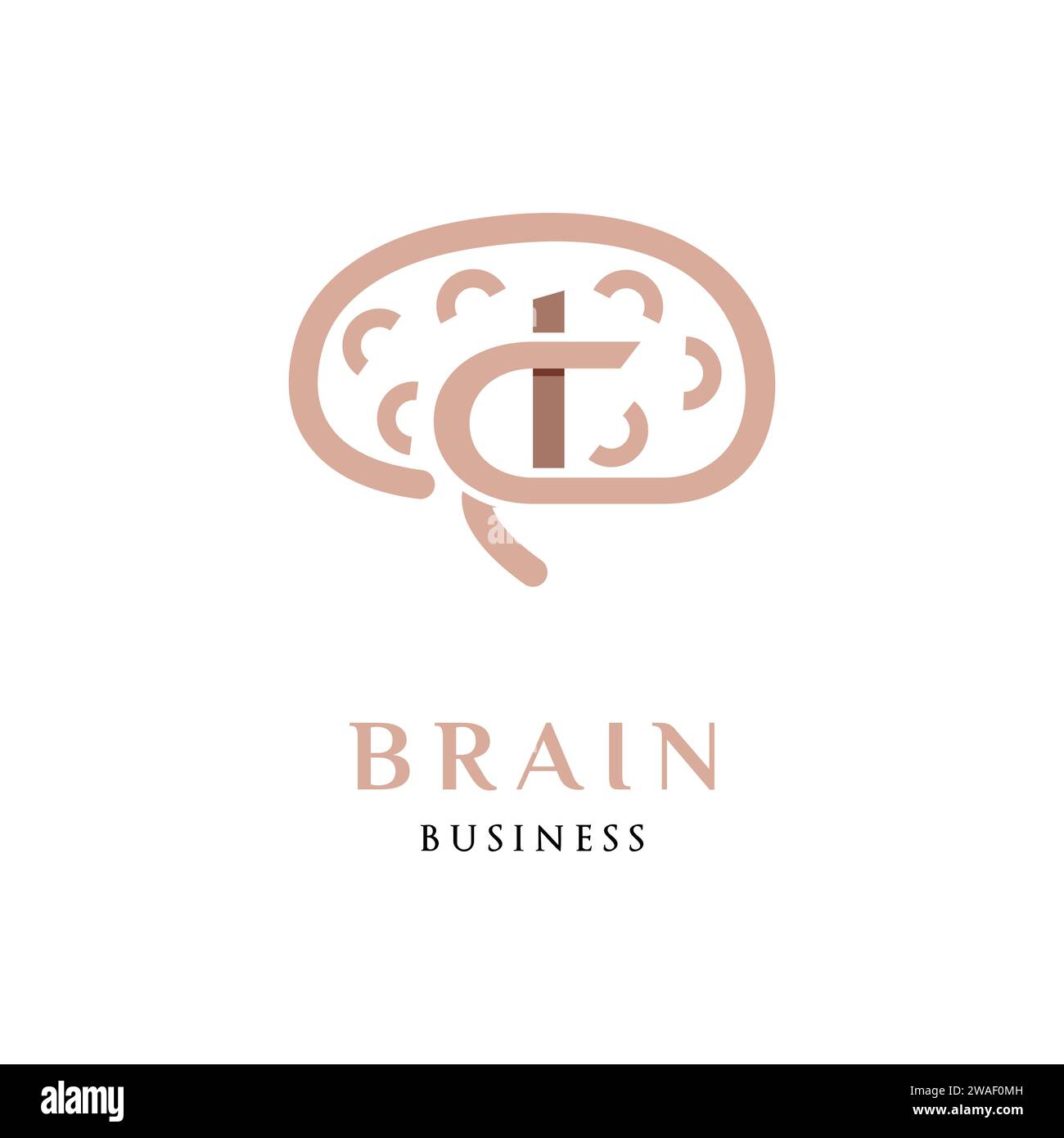 Initial Letter IC Brain Icon Logo Design Template Stock Vector Image ...
