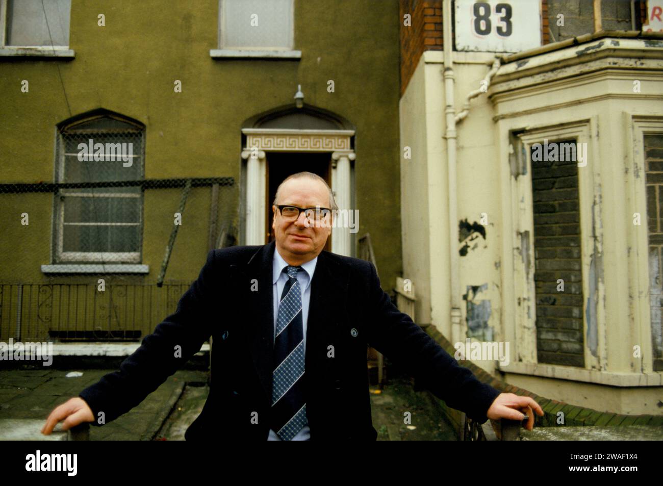 Gerry Fitt MP outside his family house at 85 Antrim Road, Belfast. It ...