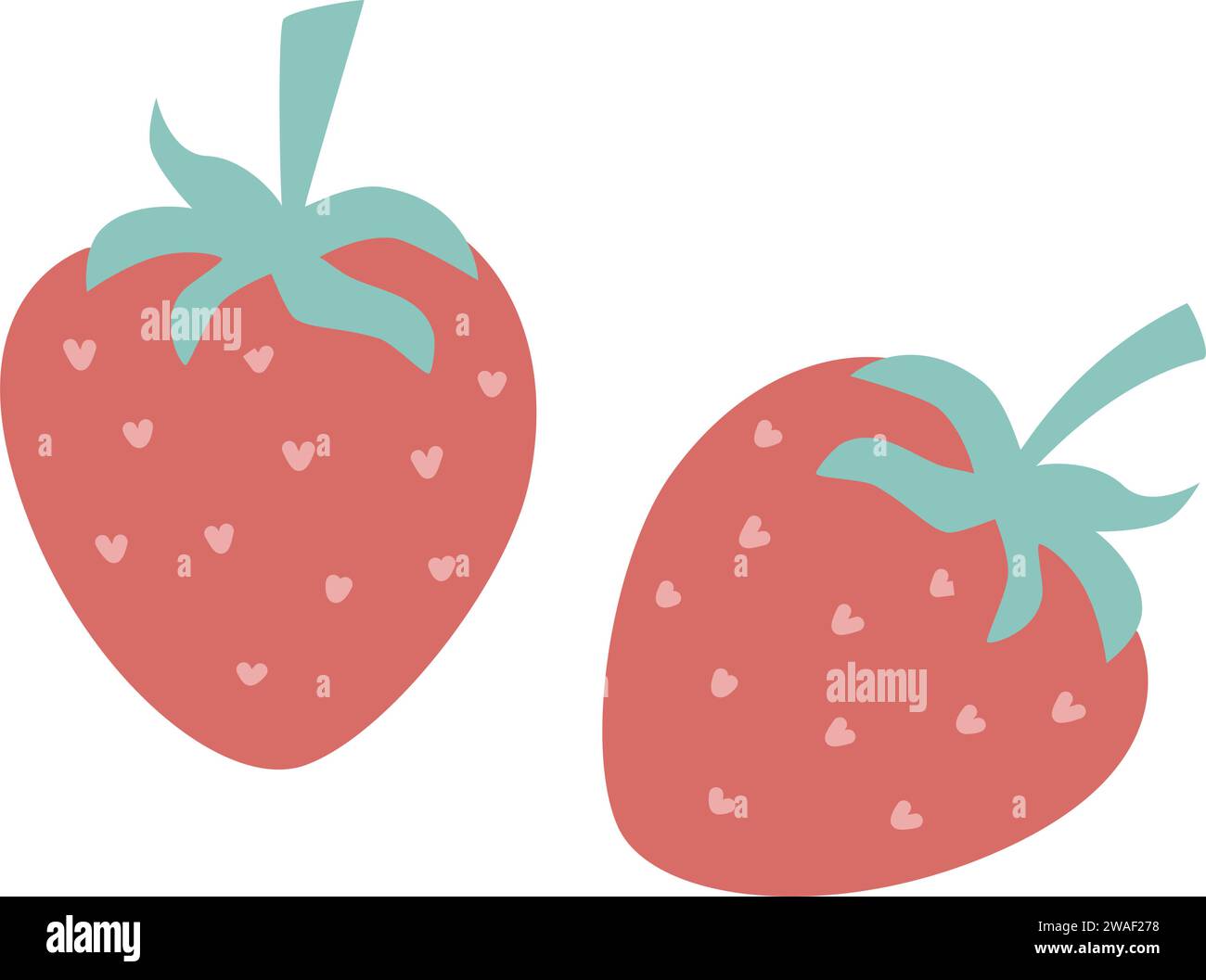 Ripe strawberry clip art. Garden juicy red berries, hand drawn isolated ...