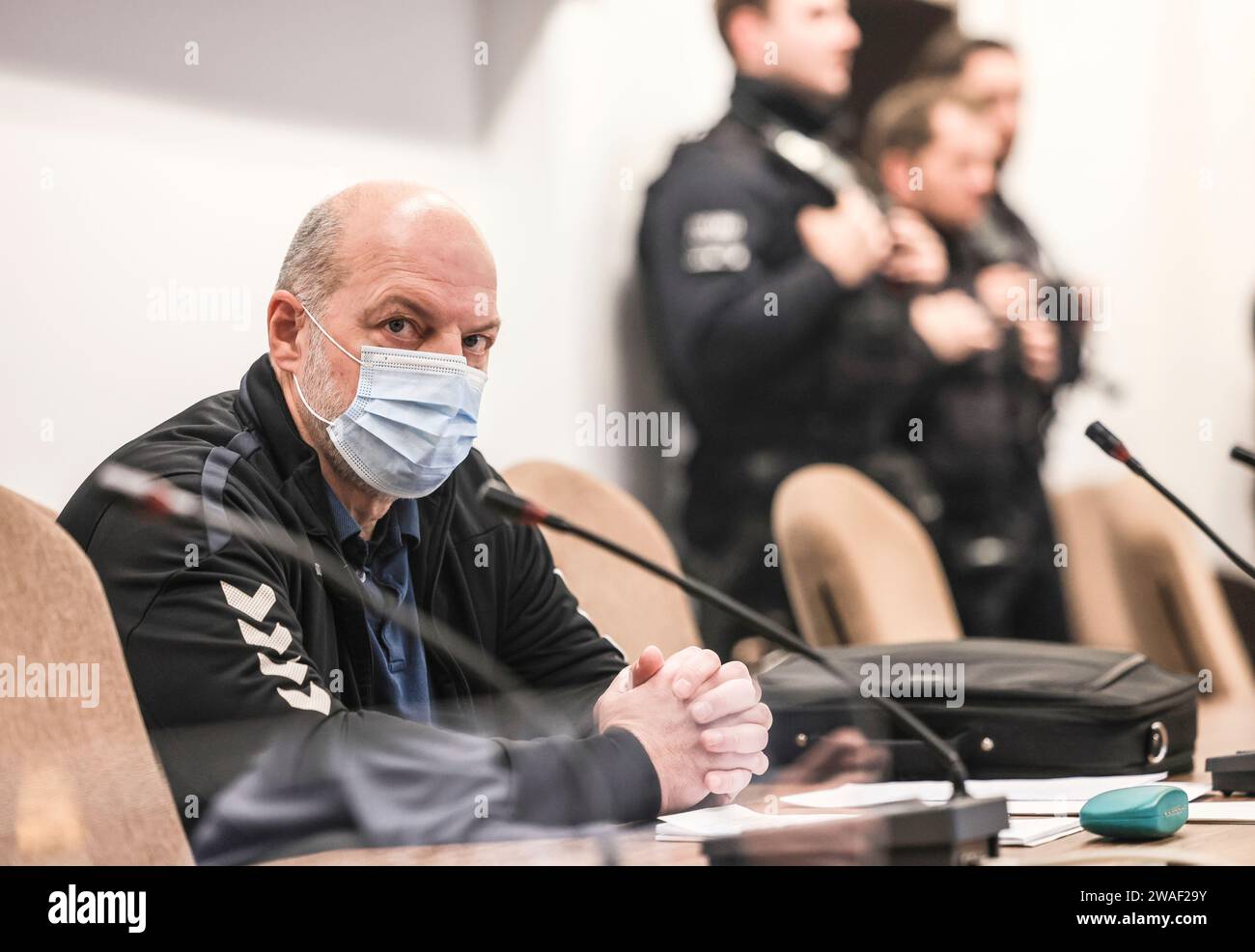 The defendant Thomas Drach sits in the dock in a courtroom in the ...