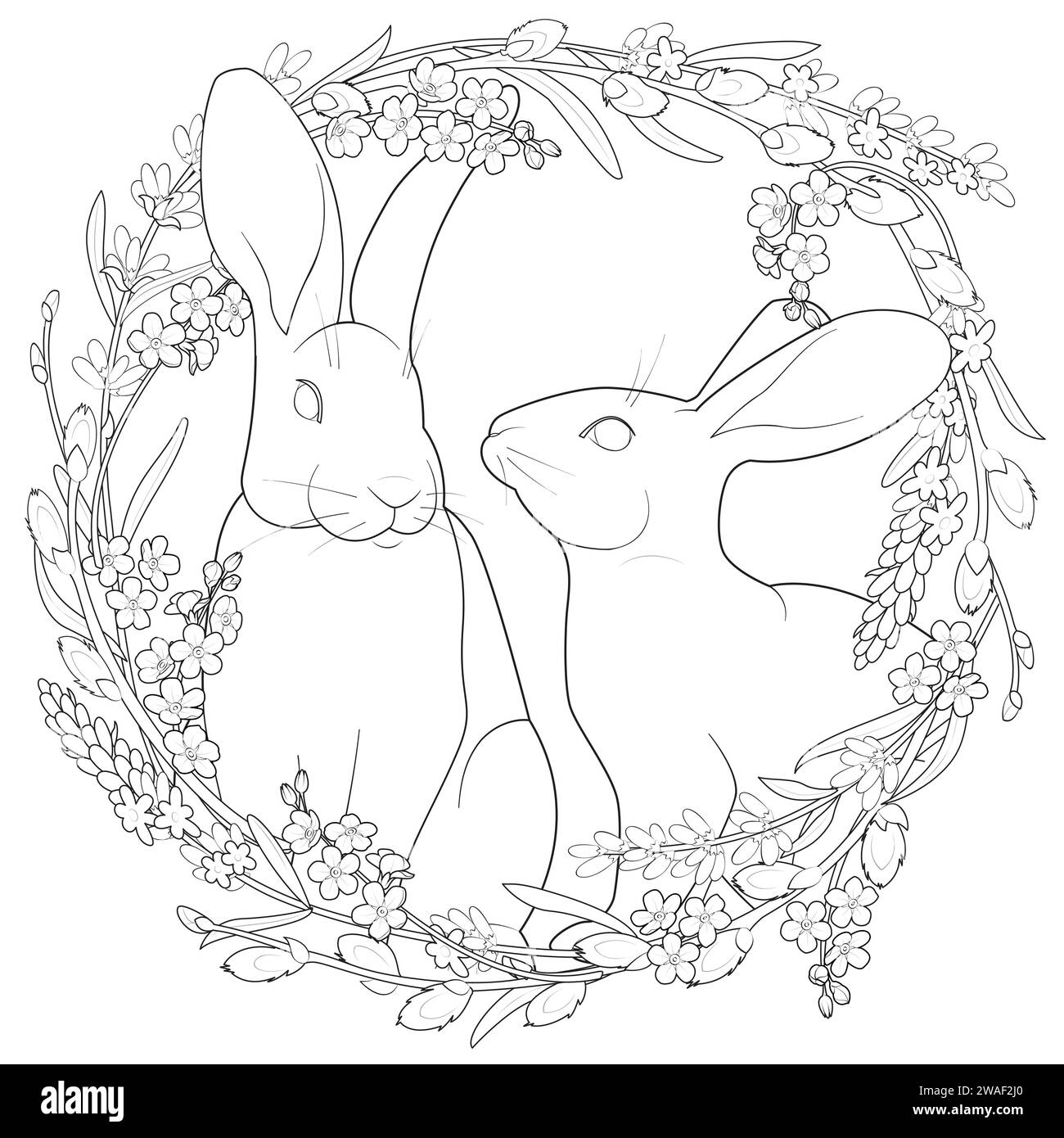 easterrabbits coloring pages