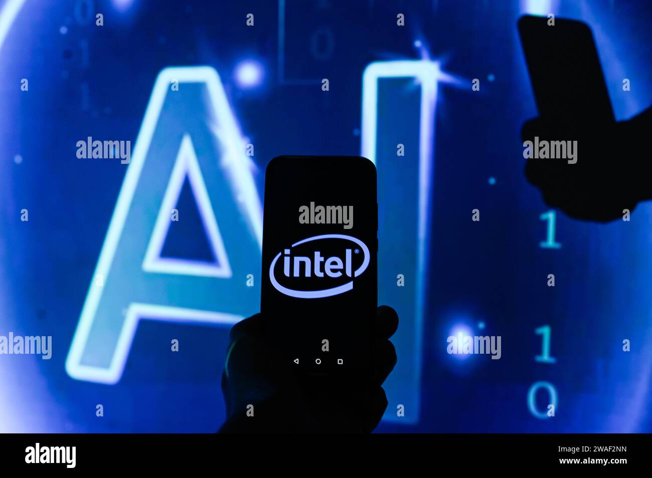 Poland. 04th Jan, 2024. In this photo illustration a Intel logo is ...