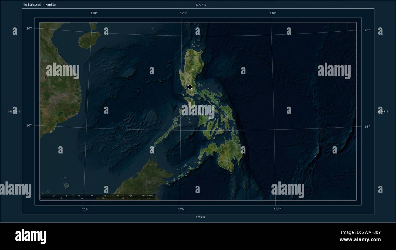Philippines highlighted on a high resolution satellite map map with the ...