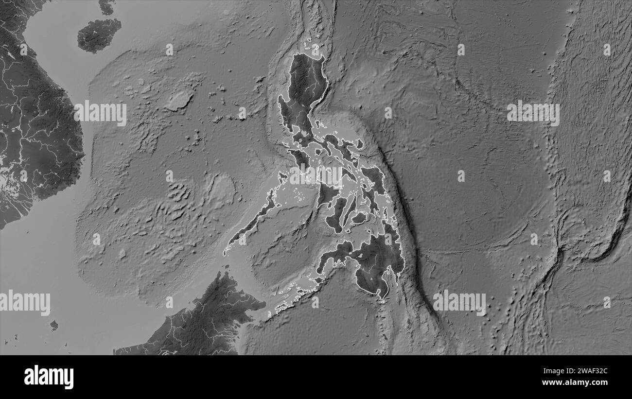 Philippines map zoom border grayscale hi-res stock photography and ...