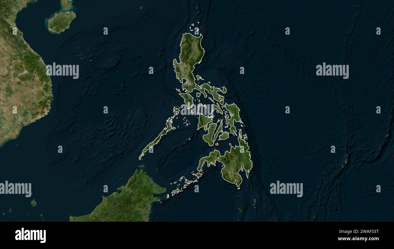 Philippines outlined on a low resolution satellite map Stock Photo - Alamy