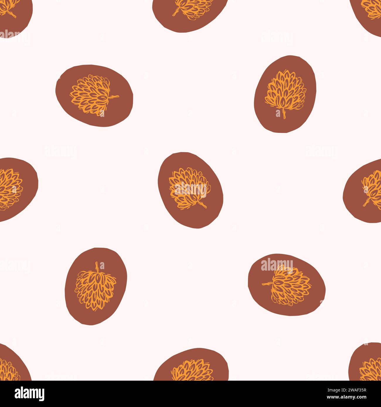 Linocut rural floral folkart seamless vector pattern for block print ...