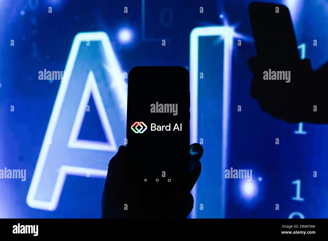 In this photo illustration a Google Bard AI logo is displayed on a ...