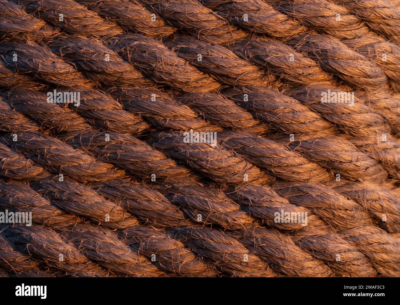 Close up of boat rope as a nautical see background. Industrial ...